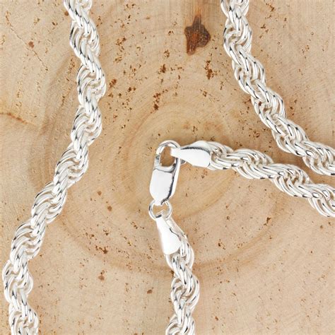 Solid Sterling Silver 6mm Diameter Rope Chain