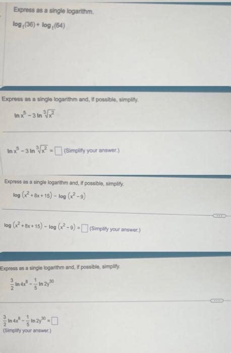 solved express as a single logarithm logt 36 logt 64