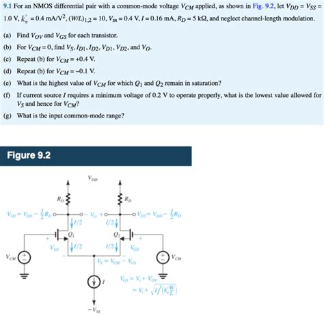 For An Nmos Differential Pair With A Common Mode Voltage Vcm Applied