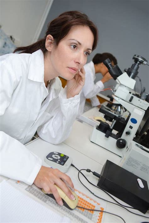 Researcher Analyzing Liquid Chromatography Data Stock Image Image Of