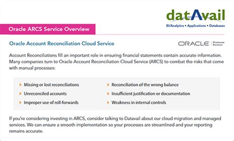 oracle account reconciliation cloud service datavail