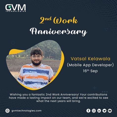 Gvm Technologies On Linkedin Wishing You A Fantastic Work Anniversary Your Contributions Have