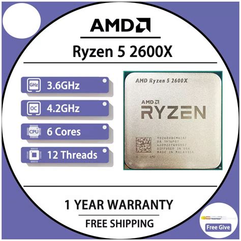 Amd Ryzen 5 2600X R5 2600X 3 6 GHz Six Core Twelve Thread CPU Processor YD260XBCM6IAF Socket AM4