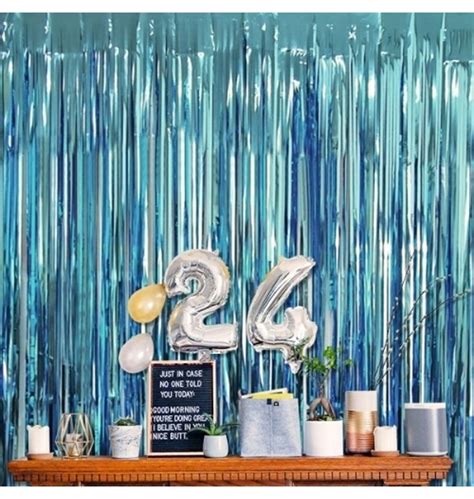 홈파티 벽장식 반짝이 파티 커튼 블루 티몬