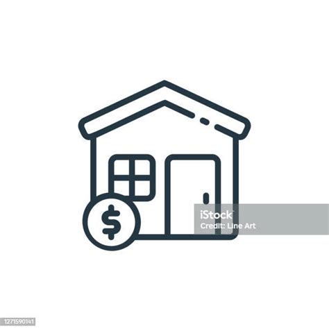 금융 개념에서 모기지 아이콘 벡터 모기지 편집 가능한 스트로크의 얇은 선 그림 웹 및 모바일 앱 로고 인쇄 미디어에 사용하기 위한 모기지 선형 기호 0명에 대한 스톡 벡터