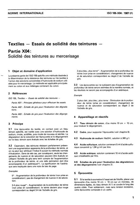 ISO 105 X04 1987 Textiles Tests For Colour Fastness Part X04 Colour Fastness To Mercerizing
