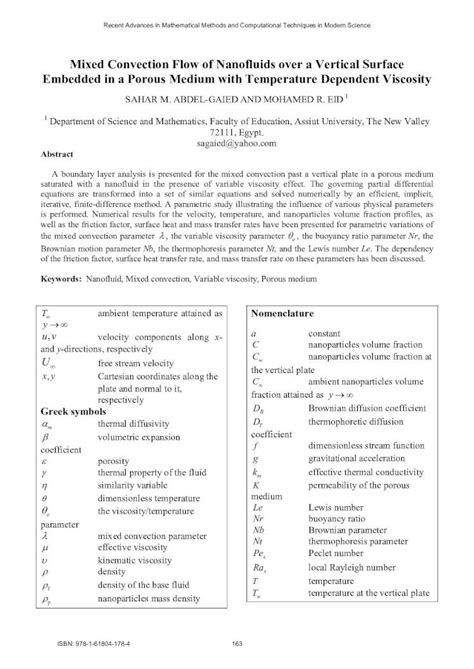 Pdf Mixed Convection Flow Of Nanofluids Over A Vertical Surface Flow And Heat Transfer