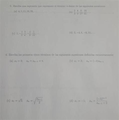 Solved 1write An Expression That Represents The Nth Term Of