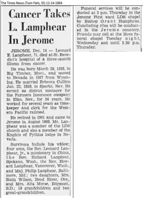 Leonard E Lanphear 1893 1964 Find A Grave Memorial