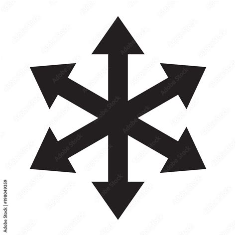 Multiple Arrow Direction Icon Vector Six Way Arrow Option Symbol Or