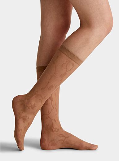 Contrast Floral Knee Highs Simons Shop Womens Essential Knee Highs Online Simons