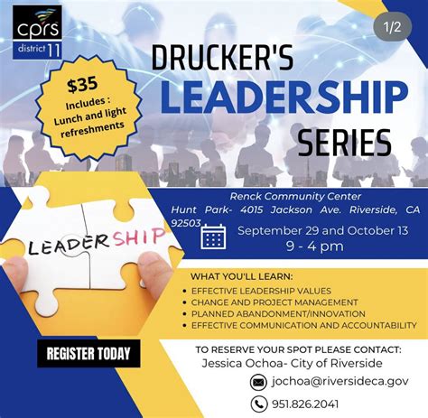 Michael Adams Cprp On Linkedin Cprs District 11 Is Offering The Druckers Leadership Series