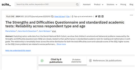 The Strengths And Difficulties Questionnaire And Standardized Academic Tests Reliability Across