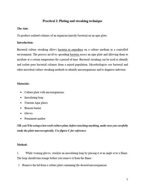 Practical 2 Plating And Streaking Technique Download Free Pdf