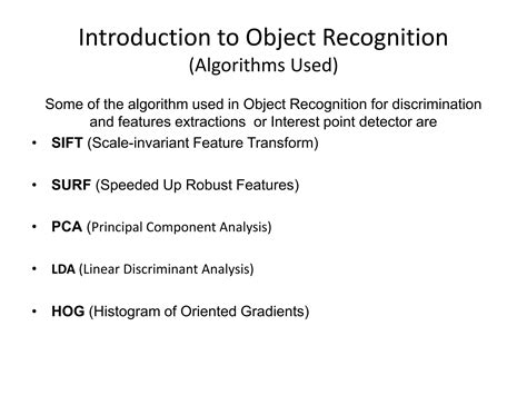 Introduction To Object Recognition Pptx