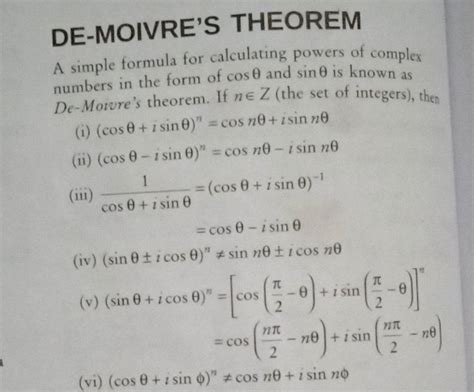 De Moivres Theorem A Simple Formula For Calculating Powers Of Complex Nu