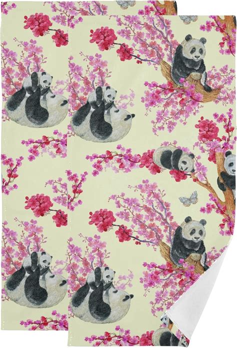 Dreamtimes Cute Pandas Hand Towels 2 Pcs Ultra Soft And Highly