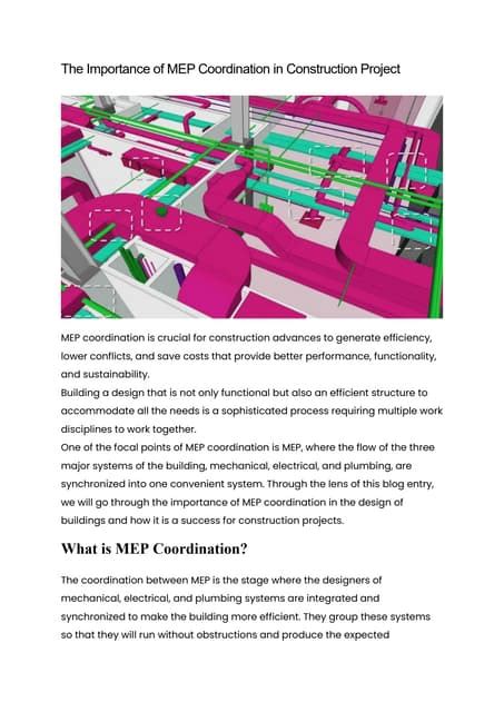 The Importance Of Mep Coordination In Construction Project Pdf