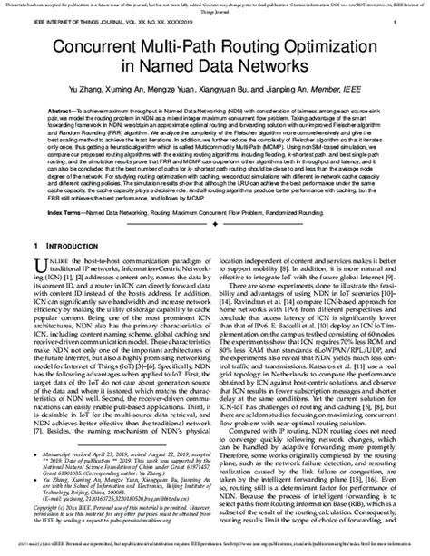 Pdf Concurrent Multipath Routing Optimization In Named Data Networks