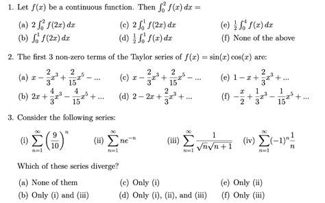 Solved 1 Let F X Be A Continuous Function Then Sở F X Dx