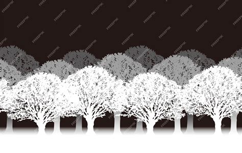 Premium Vector Vector Monochrome Seamless Forest Silhouette Illustration Horizontally Repeatable