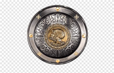 무료 다운로드 둥근 은색과 금색 기사 양각 장식 중세 둥근 방패 16 세기 무기 방패 방패 금속 Png Pngegg