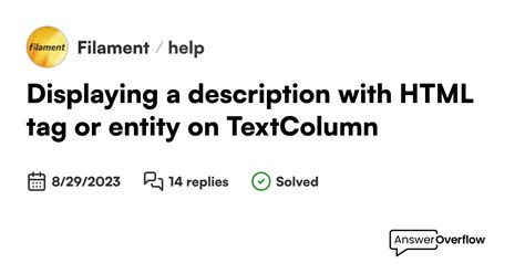 Displaying A Description With Html Tag Or Entity On Textcolumn Filament
