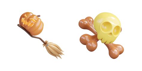 Pumpkin Riding Broom And Skull And Bones 3d Cursor Sweezy Custom Cursors