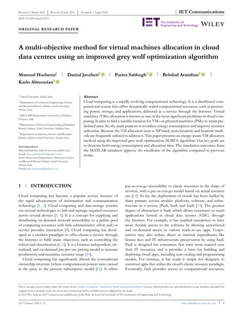 Pdf A Multi Objective Method For Virtual Machines Allocation In Cloud