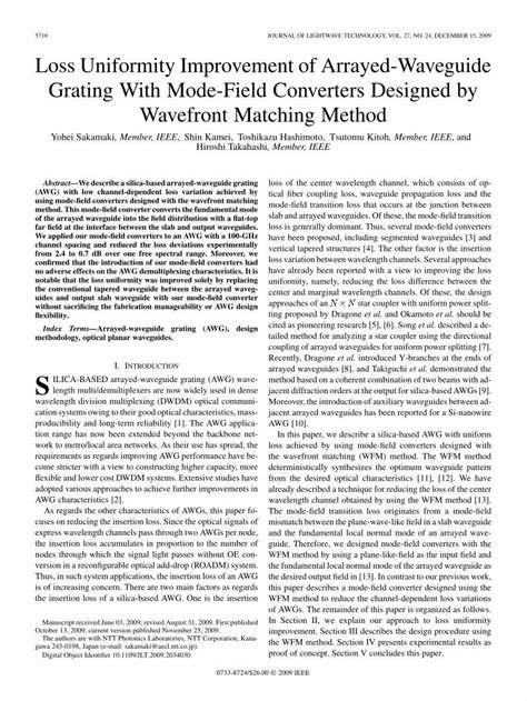 pdf loss uniformity improvement of arrayed waveguide grating with