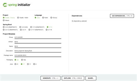 사이트에서 Springboot 프로젝트 생성하기