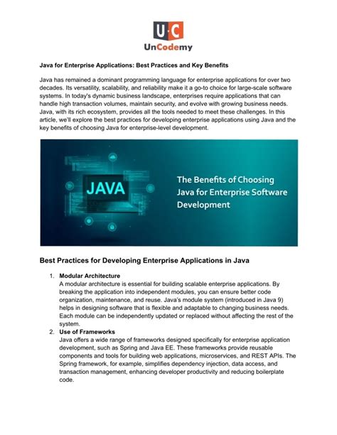 Ppt Java For Enterprise Applications Best Practices And Key Benefits Powerpoint Presentation