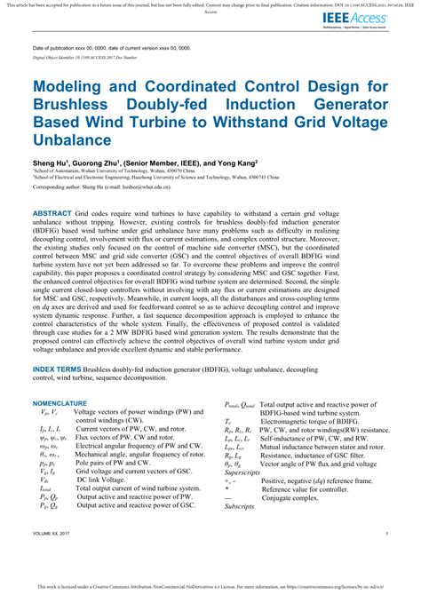 PDF Modeling And Coordinated Control Design For Brushless Doubly Fed