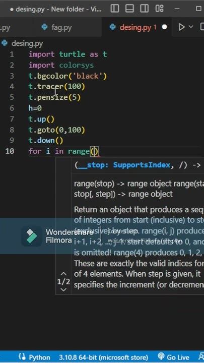 python turtle graphic design🥰 python coding status 😍 shorts viral