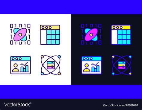 Science Data Mining Light And Dark Theme Rgb Vector Image