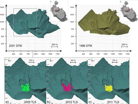 Upper Panels Digital Terrain Models Dtms Obtained By