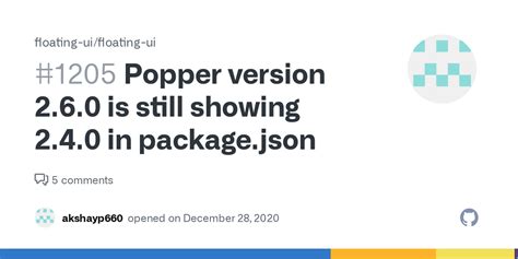 Popper Version 260 Is Still Showing 240 In Packagejson · Issue 1205 · Floating Uifloating