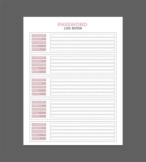 Premium Vector Password Tracker Journal Template And Password Log Book Template Design