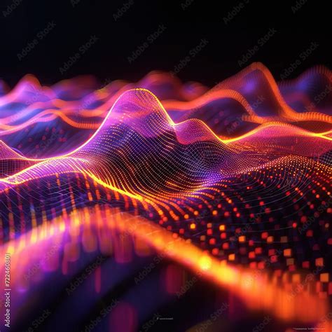 Abstract Wave Made Out Of Grids That Are Seen From A Cinematic View Of One Of The Holy Geometry