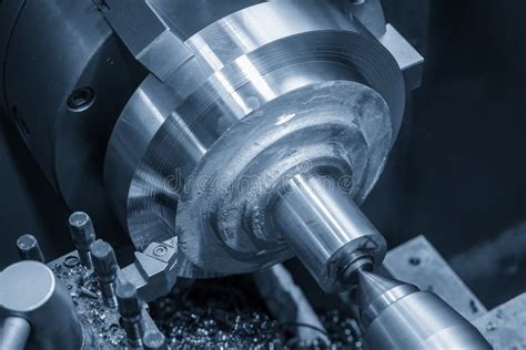 Closeup Scene The Lathe Machine Rough Cut The Brass Parts By Lathe Tools Stock Image Image Of