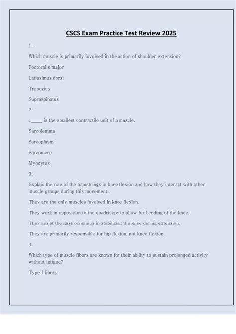 CSCS Exam Practice Test Review 2025 CSCS Stuvia US