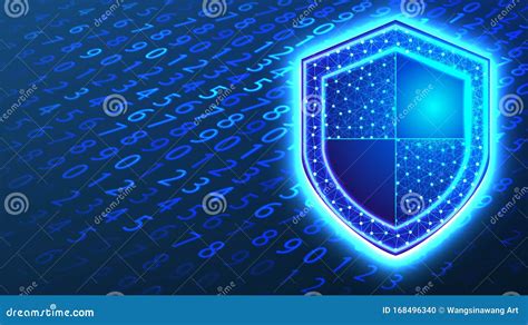 Shield Protection System Binary Code Cyber Security And Information Or Network Protection