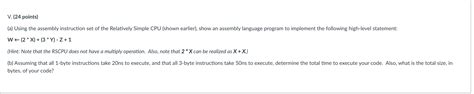 Solved V 24 Points A Using The Assembly Instruction Set