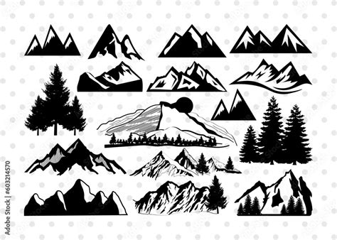 Mountain Svg Cut Files Mountain Silhouette Hiking Svg Forest Svg