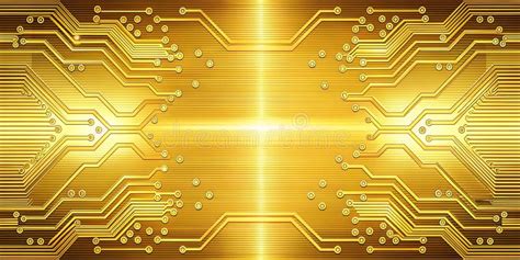 Digital Background For Technology Golden Microchip Abstraction Stock Illustration