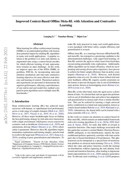 Improved Context Based Offline Meta Rl With Attention And Contrastive