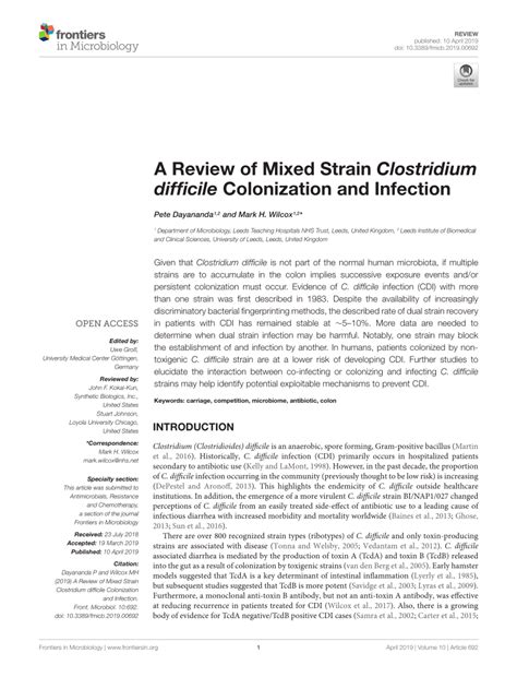 Pdf A Review Of Mixed Strain Clostridium Difficile Colonization And Infection