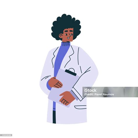African American 여성 의사 특성 로서 직업적인 병원 직원 와 클립보드 벡터 일러스트 간호사에 대한 스톡 벡터 아트 및 기타 이미지 Istock