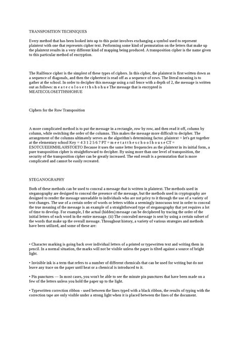 Lecture 4 Attacks On Computers And Computer Security Transposition Techniques Every Method