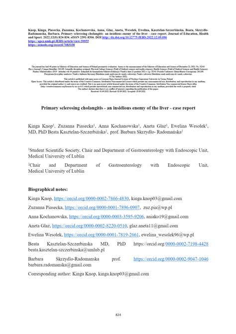 Pdf Primary Sclerosing Cholangitis An Insidious Enemy Of The Liver Case Report